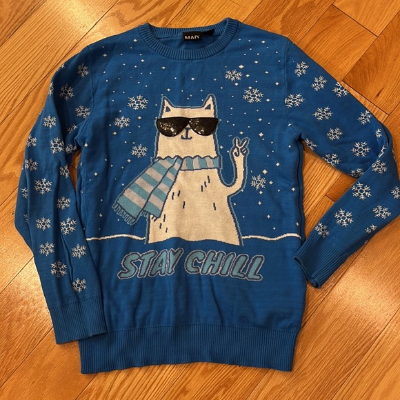 MAD Engine | Shirts & Tops | Mad Engine Cool Cat Holiday Sweater | Poshmark